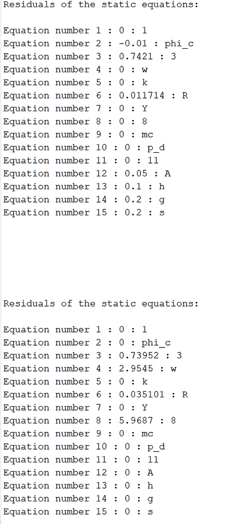 Impossible to find the steady state (the sum of squared residuals of ...