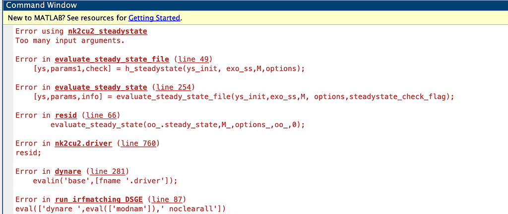 Error in dynare (line 281) / evalin(‘base’,[fname ‘.driver’]) ; - Installation and Setup ...